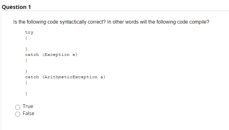 Solved Question 1 Is The Following Code Syntactically 9708