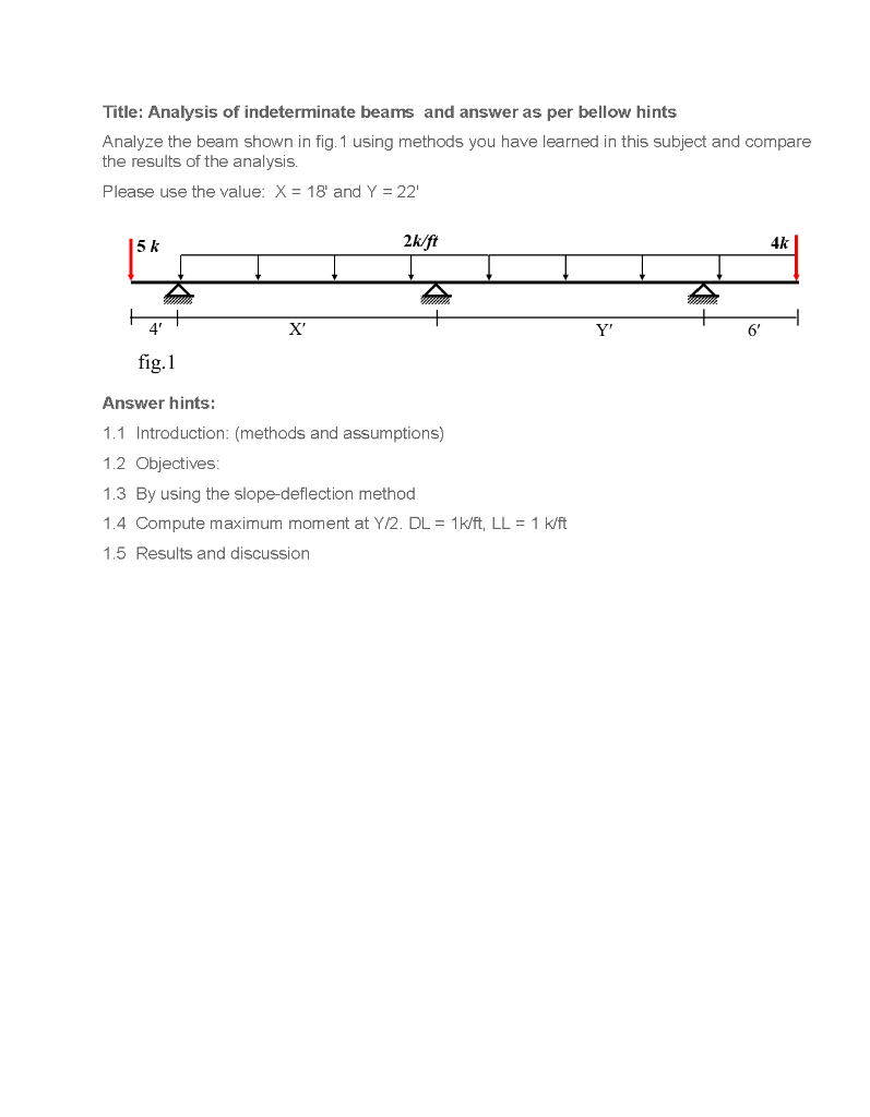 Solved Title: Analysis of indeterminate beams and answer as | Chegg.com