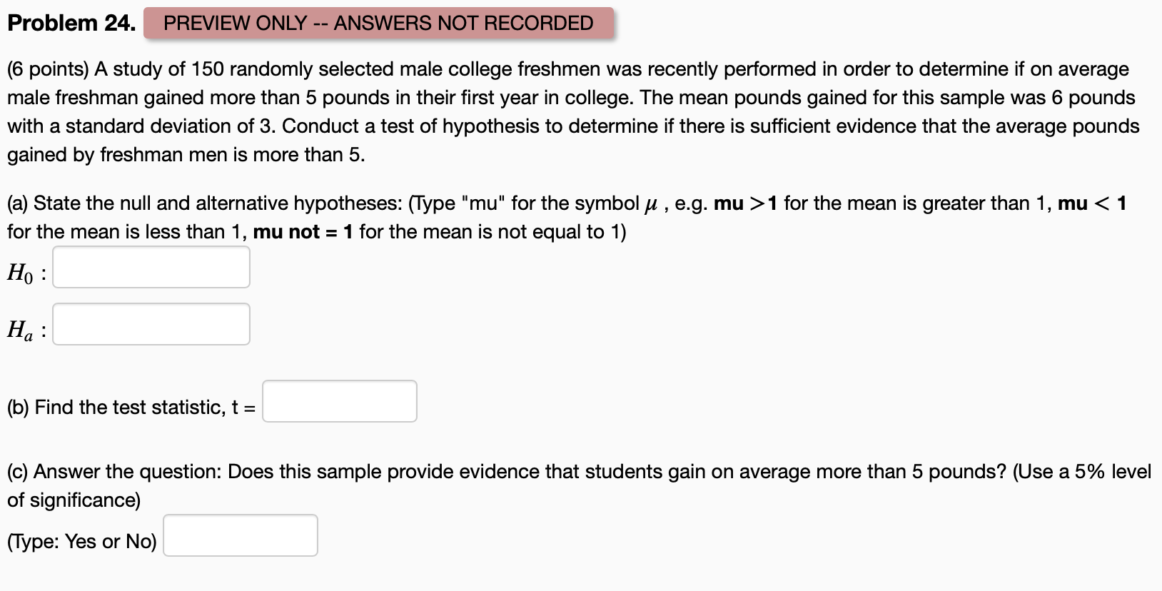 Solved Problem 24. PREVIEW ONLY ANSWERS NOT RECORDED (6 | Chegg.com