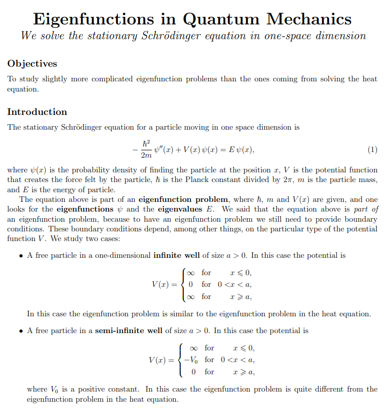 Solved Eigenfunctions in Quantum Mechanics We solve the | Chegg.com