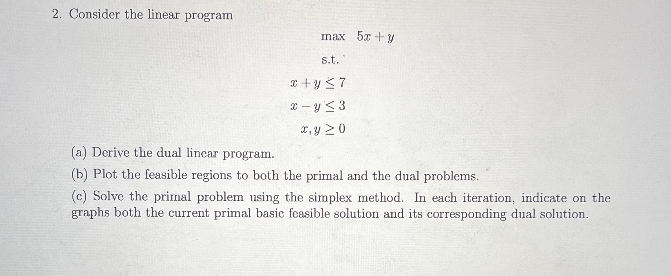 Solved 2. Consider the linear program s.t. | Chegg.com