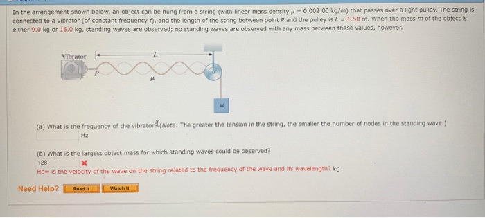 Solved In the arrangement shown below, an object can be hung | Chegg.com