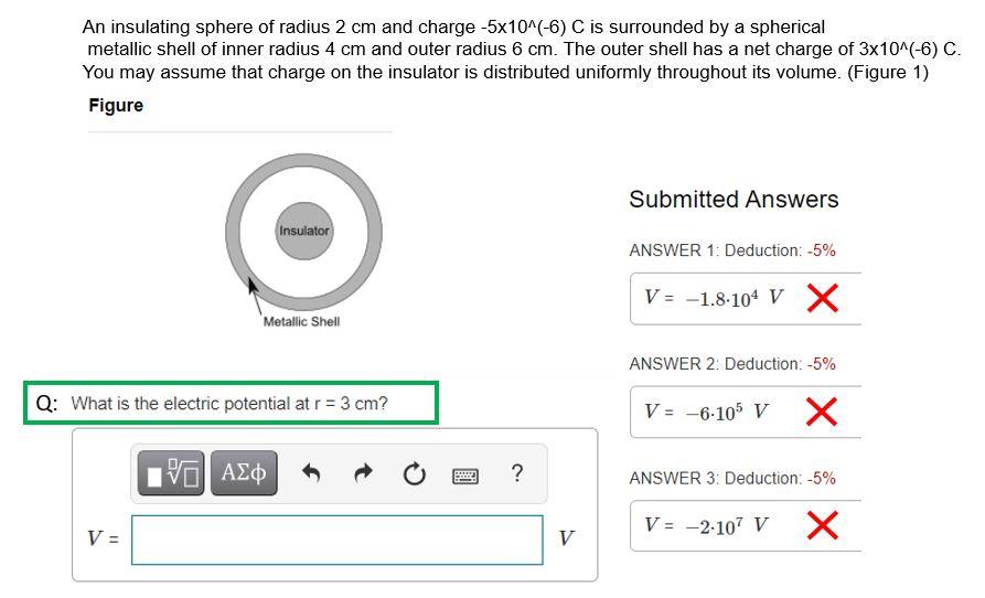 Solved An insulating sphere of radius 2 cm and charge | Chegg.com