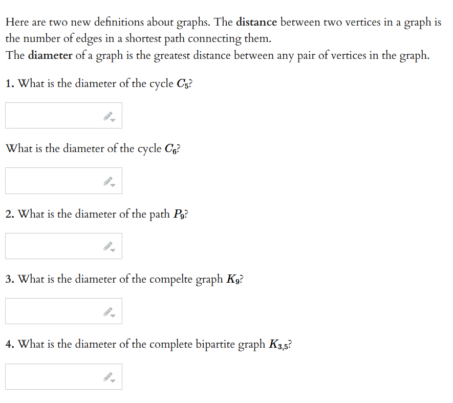 Solved Here are two new definitions about graphs. The | Chegg.com