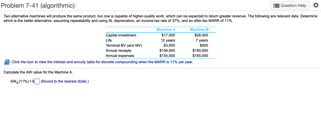 Solved Problem 7-41 (algorithmic) Question Help Two | Chegg.com
