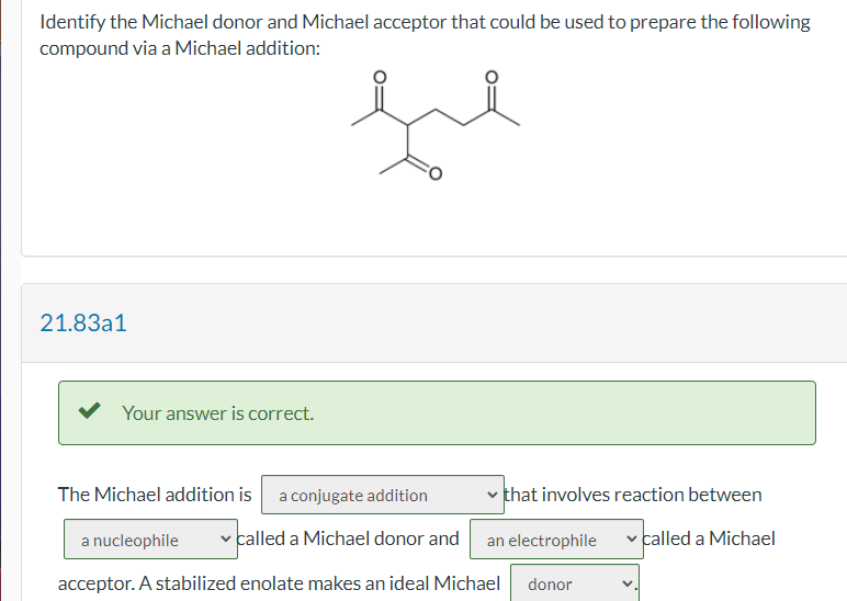 Identify the Michael donor and Michael acceptor that | Chegg.com