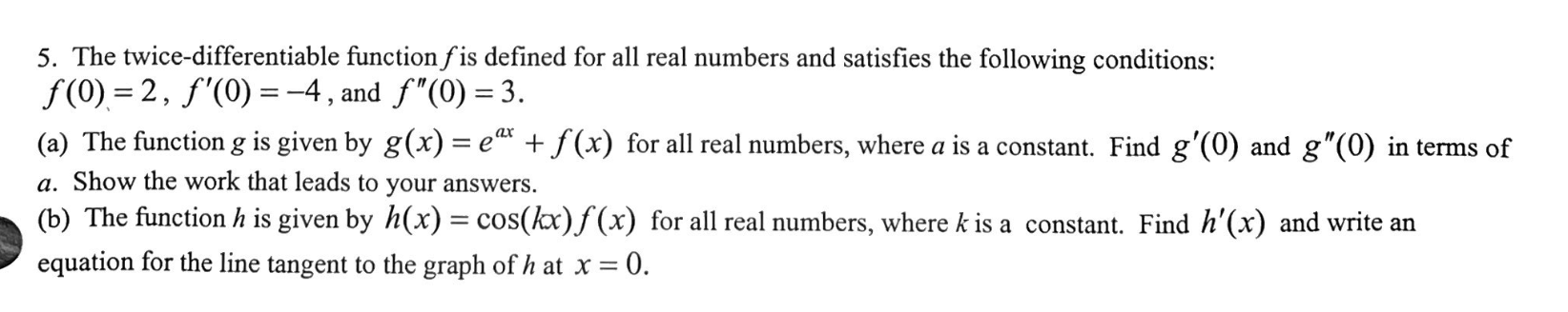 Solved The twice-differentiable function f ﻿is defined for | Chegg.com