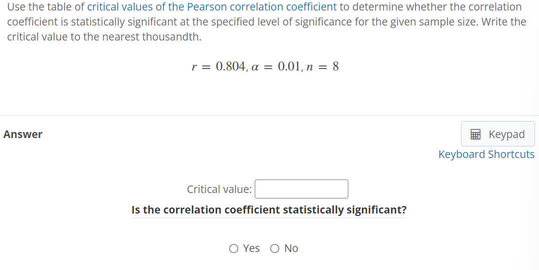 Solved Use the table of critical values of the Pearson | Chegg.com