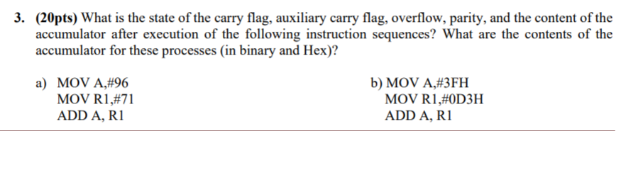 Solved What is the state of the carry flag, auxiliary carry | Chegg.com
