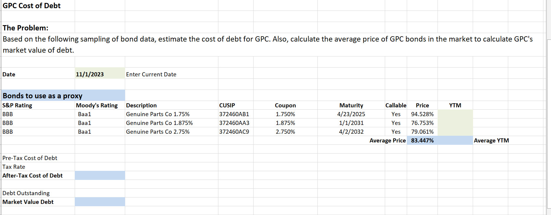 Solved I need help with the screenshot excel table figuring | Chegg.com