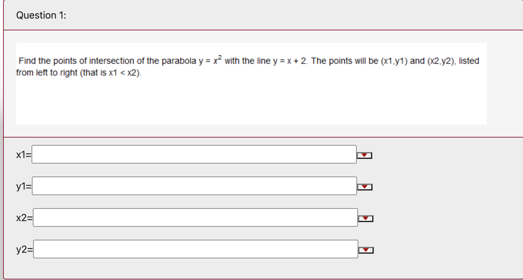 Solved Question 1: Find the points of intersection of the | Chegg.com