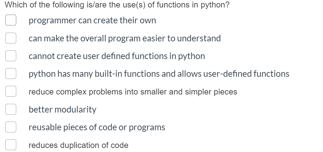 Solved Which of the following is/are the use(s) of functions | Chegg.com