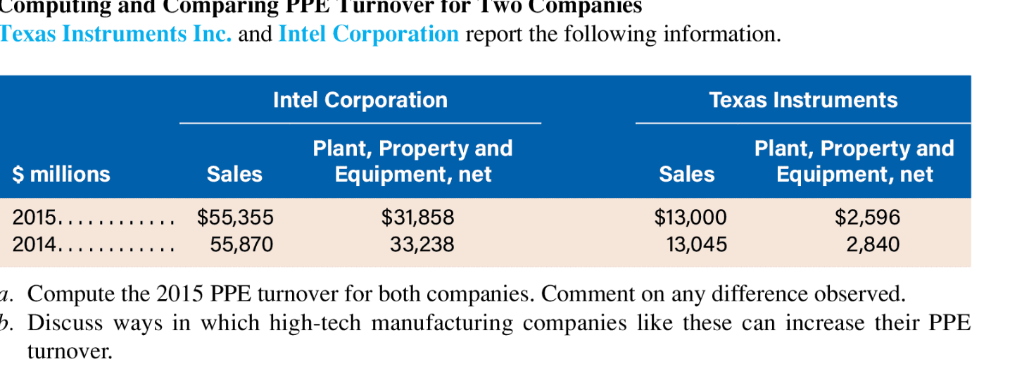 Solved Computing and comparing PPE Turnover for Two | Chegg.com