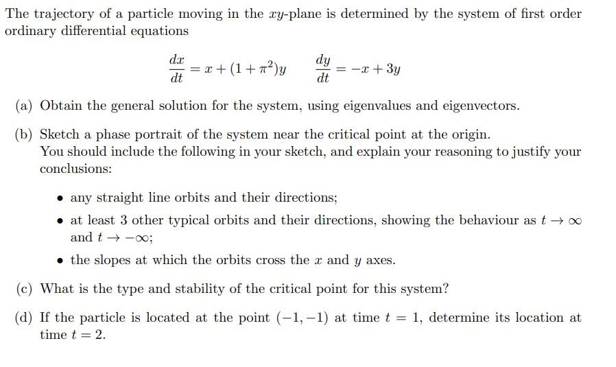Solved The trajectory of a particle moving in the xy-plane | Chegg.com