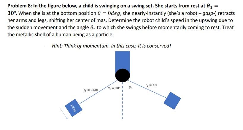 Solved Problem 8: In the figure below, a child is swinging | Chegg.com