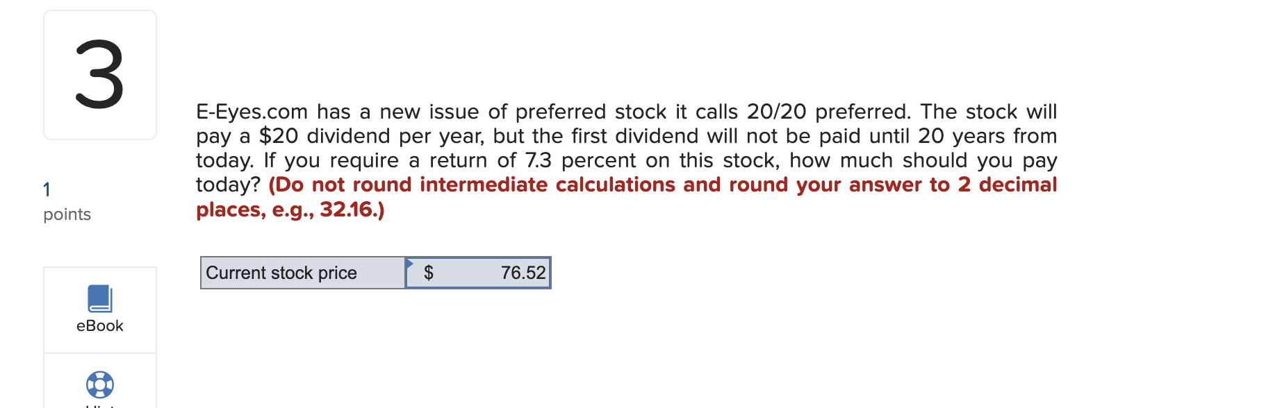 Solved E-Eyes.com has a new issue of preferred stock it | Chegg.com