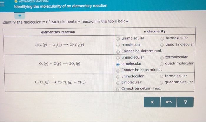 Solved: Identifying The Molecularity Of An Elementary Reac... | Chegg.com