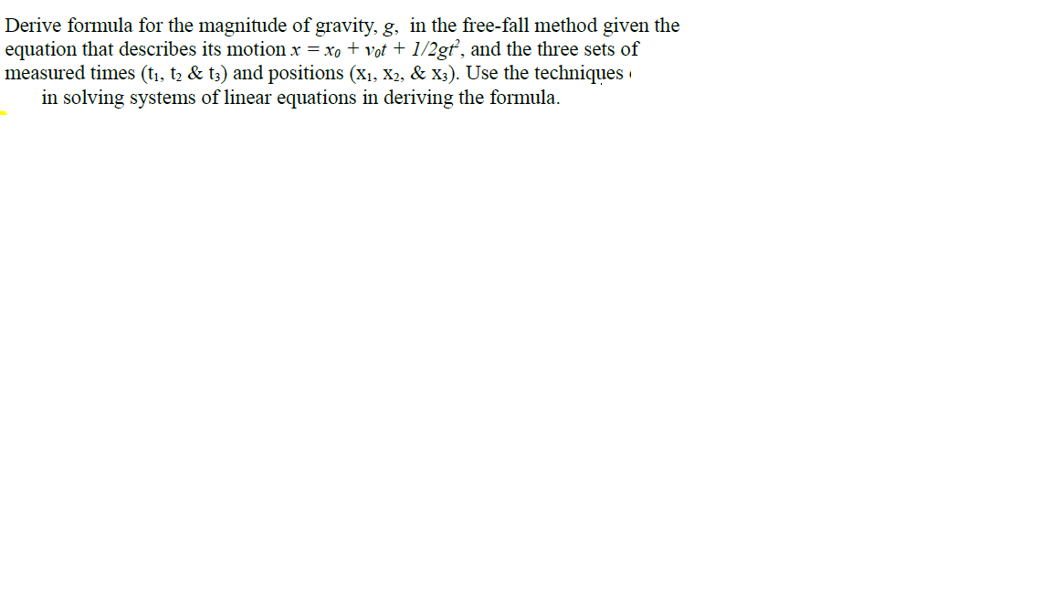Solved Derive formula for the magnitude of gravity, g, in | Chegg.com