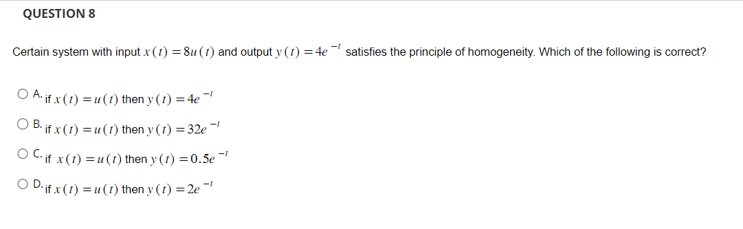 Solved Certain System With Input X T 8u T And Output