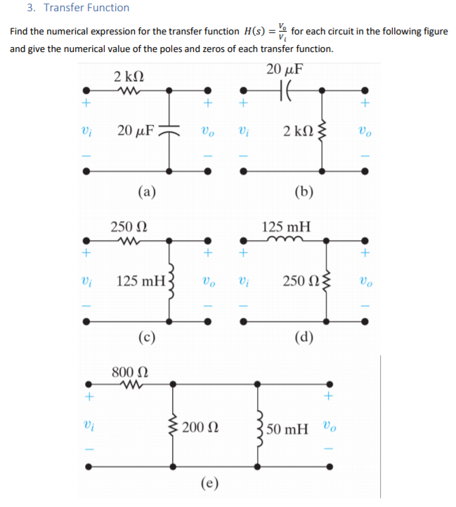 Solved 3. Transfer Function Find the numerical expression | Chegg.com