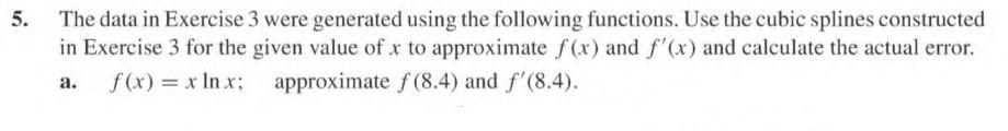 Solved 3. Construct the natural cubic spline for the | Chegg.com