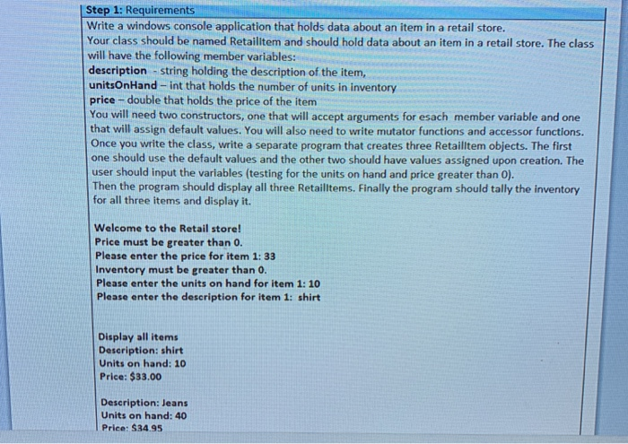 Solved Step 1: Requirements Write a windows console | Chegg.com