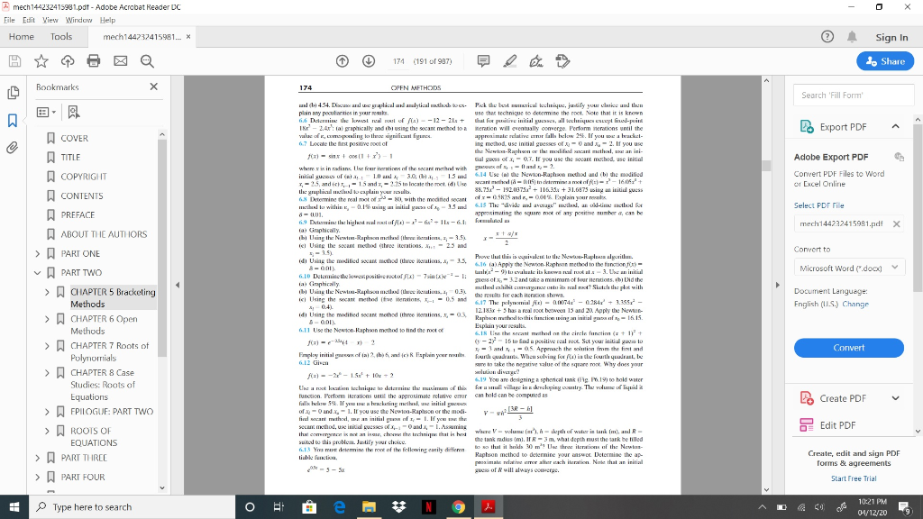 Bookmarks 142 BRACKETING METHODS Search 'Fill Form | Chegg.com