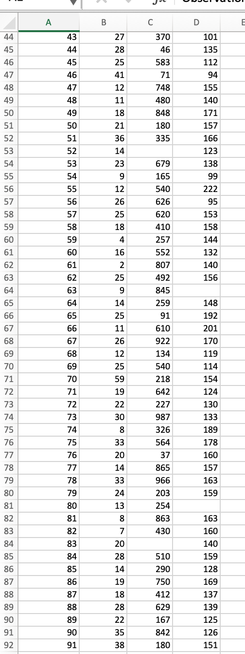Solved The accompanying data set contains three numerical | Chegg.com
