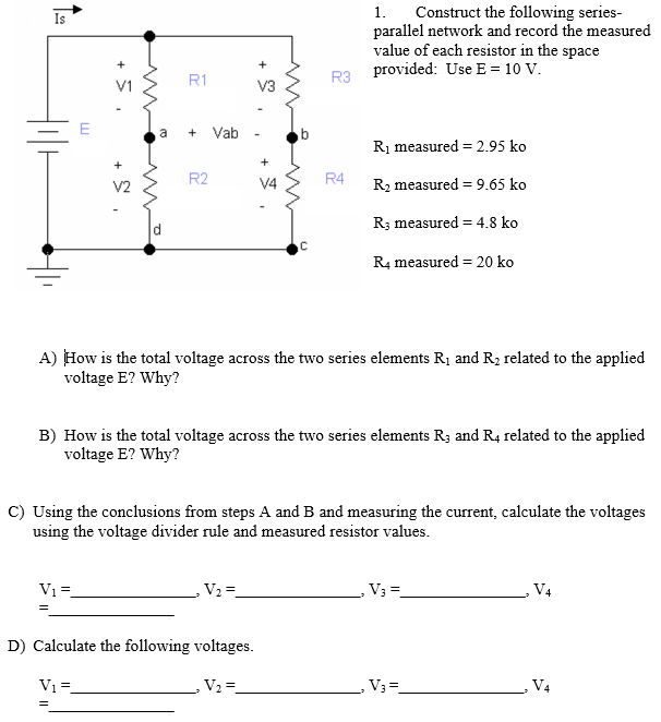 1. Construct the following seriesparallel network and | Chegg.com
