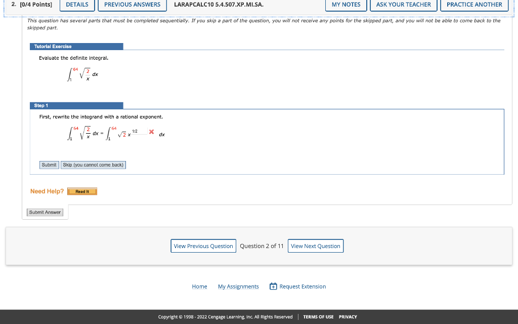 Solved skipped part. Tutorial Exercise Evaluate the definite | Chegg.com Solved skipped part. Tutorial Exercise Evaluate the definite | Chegg.com