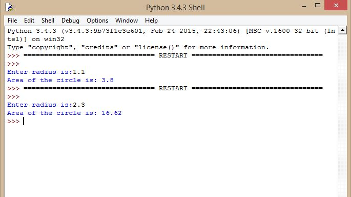 Solved: 1 Write Python Program Accepts Radius Circle User