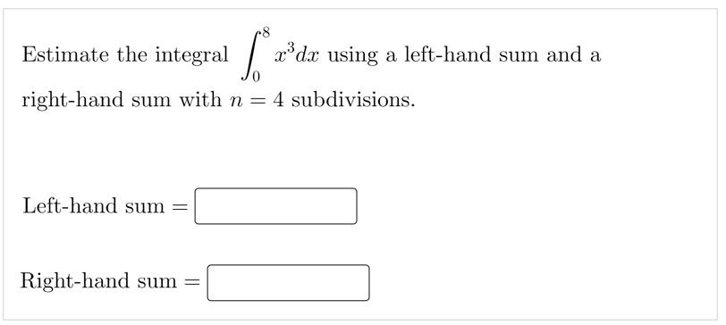 Solved Estimate the integral (*cºde using a left-hand sum | Chegg.com