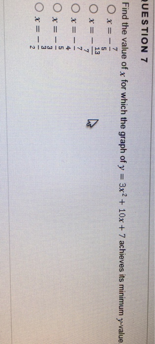 Solved Find the value of x for which the graph of y = 3x^2 + | Chegg.com