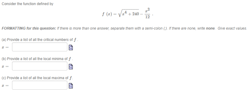 Solved Consider the function defined by f (x) = +240 12 | Chegg.com