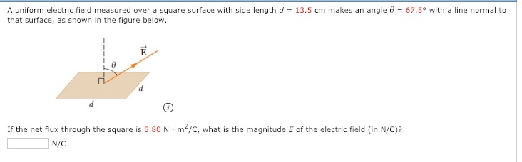 Solved A uniform electric field measured over a square | Chegg.com