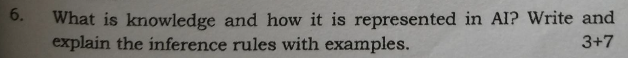 Solved 6. What is knowledge and how it is represented in AI? | Chegg.com