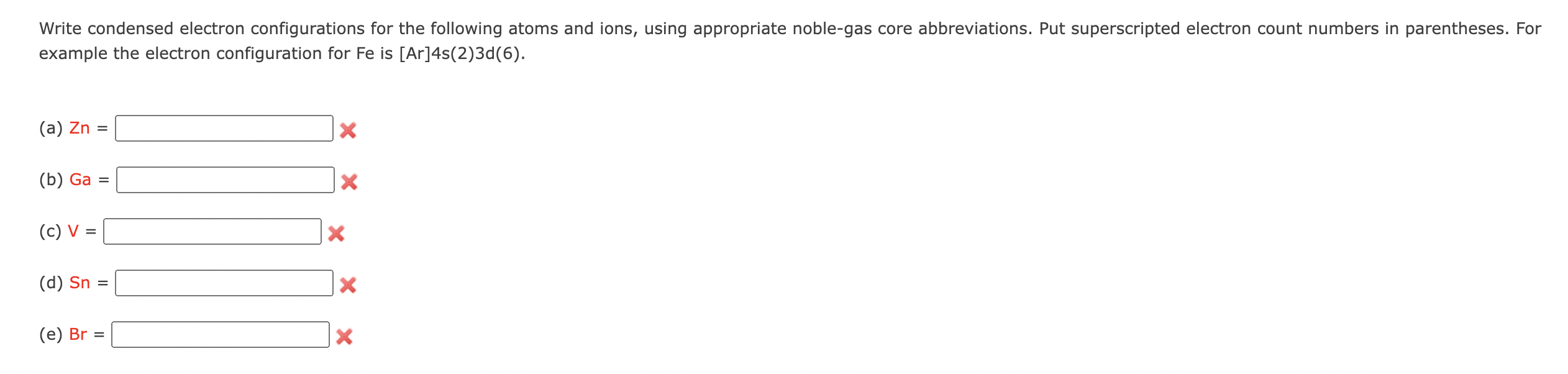 Solved example the electron configuration for Fe is | Chegg.com