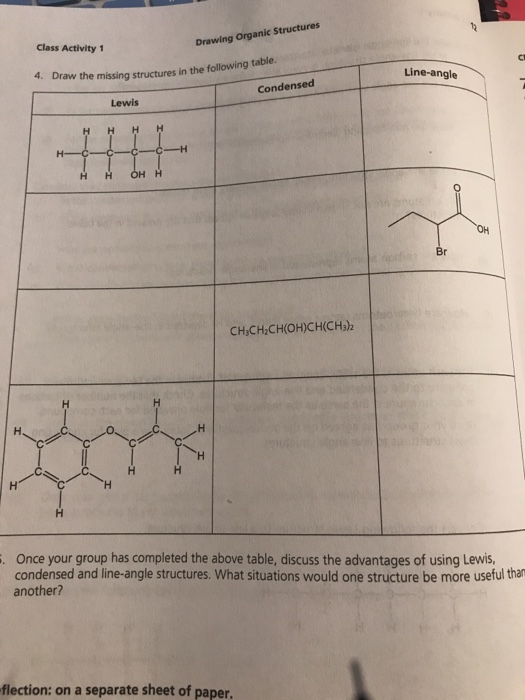 Solved Class Activity 1 Drawing Organic Structures 4. Draw | Chegg.com