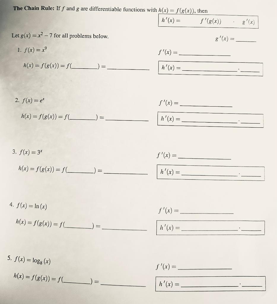 Solved The Chain Rule: If f and g are differentiable | Chegg.com