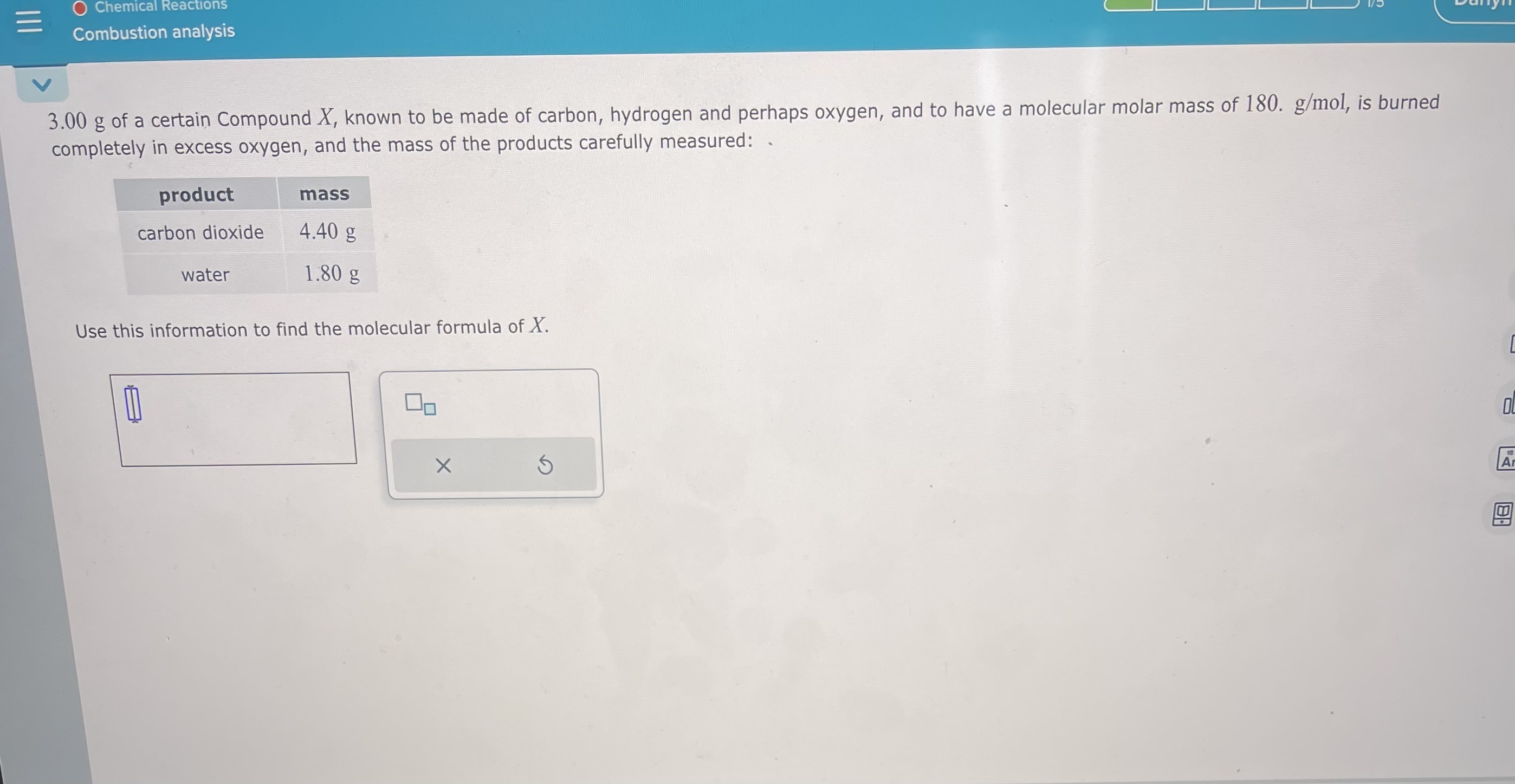 Solved 3.00 g of a certain Compound X, known to be made of | Chegg.com