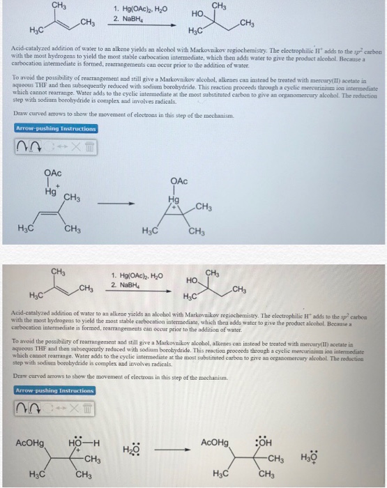 Solved CH3 CH CH 2. NaBH CH H3C Acid-catalyzed addition of | Chegg.com