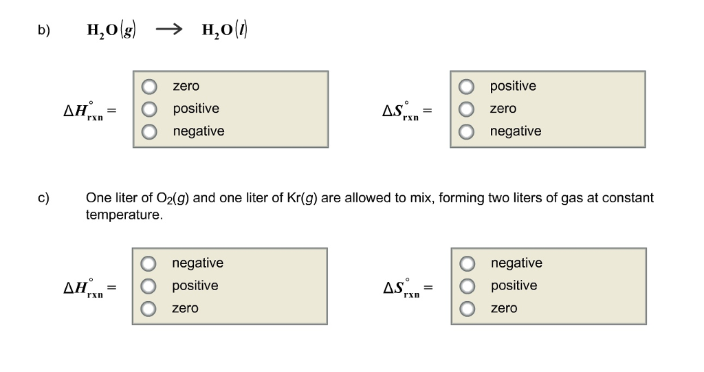 Solved H, O zero positive H positive ASO zero rxn O negative | Chegg.com