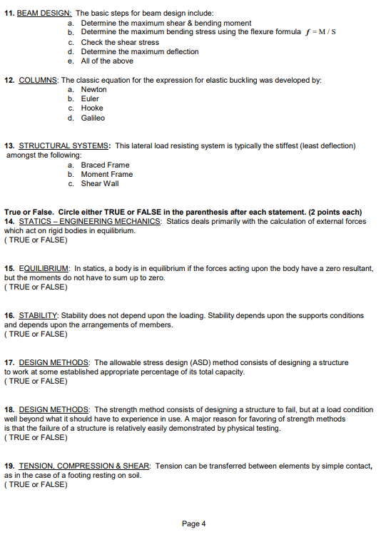 Solved 11. BEAM DESIGN: The basic steps for beam design | Chegg.com