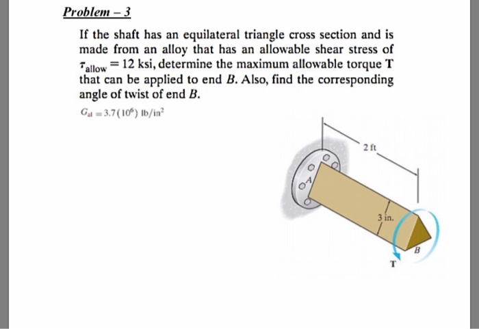 Solved Problem -3 If the shaft has an equilateral triangle | Chegg.com