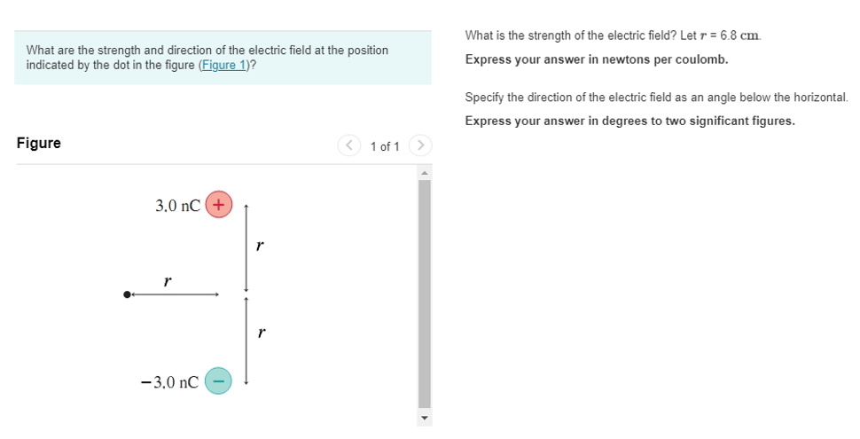 Solved What are the strength and direction of the electric | Chegg.com
