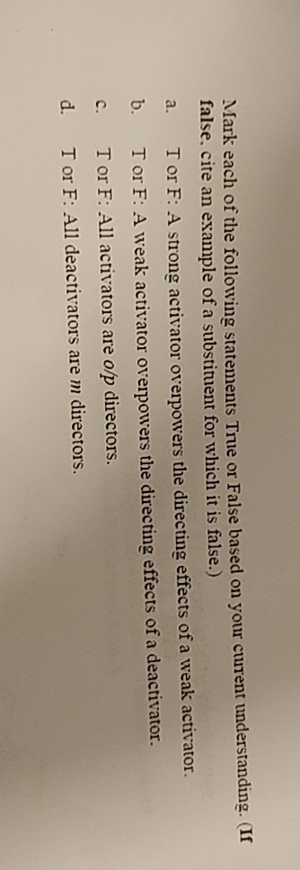 Solved Mark each of the following statements True or False | Chegg.com