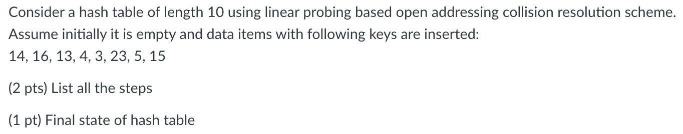 Solved I don't need a java program, but just simply a list | Chegg.com