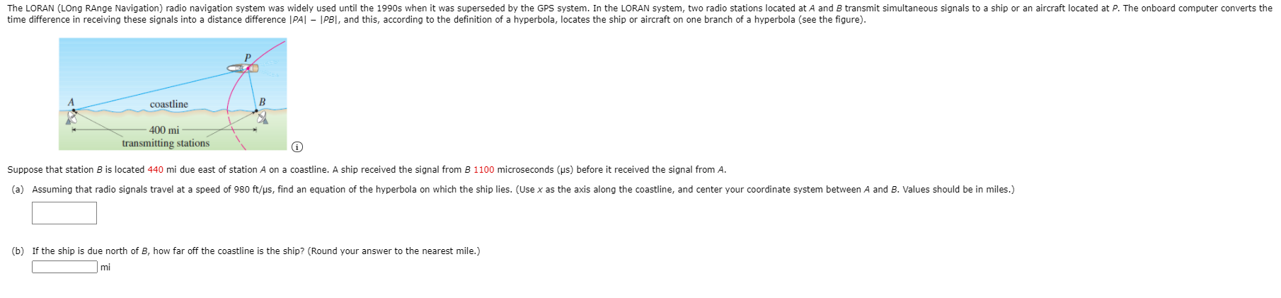 The LORAN (LOng Range Navigation) radio navigation | Chegg.com