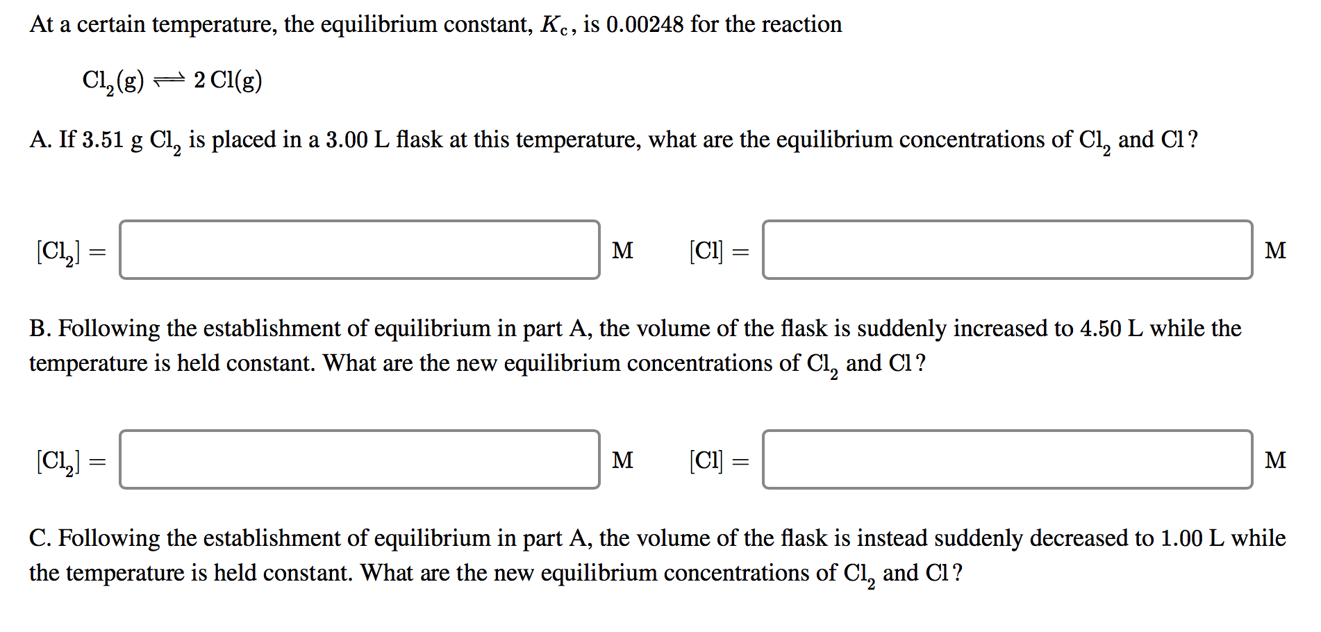 Solved At a certain temperature, the equilibrium constant, | Chegg.com