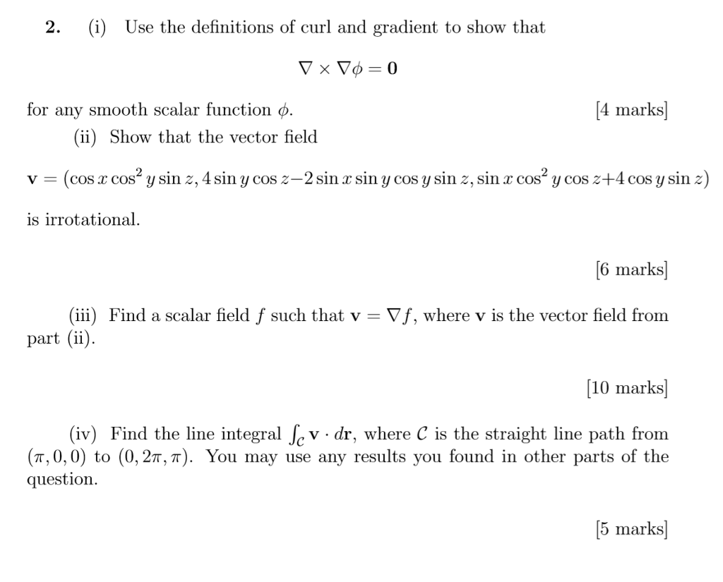 Solved 2 I Use The Definitions Of Curl And Gradient To 7671
